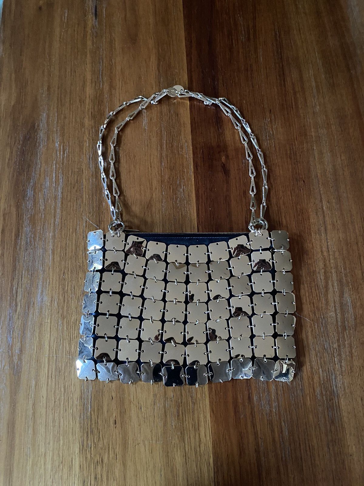 Paco Rabanne Paco Rabanne Square 1969 Chainmail and Leather shoulder ...