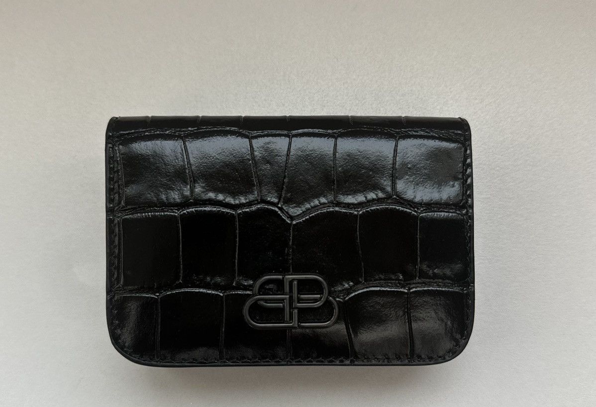 Balenciaga CASH MINI WALLET METALLIZED TEXTURED CALF BLACK | Grailed