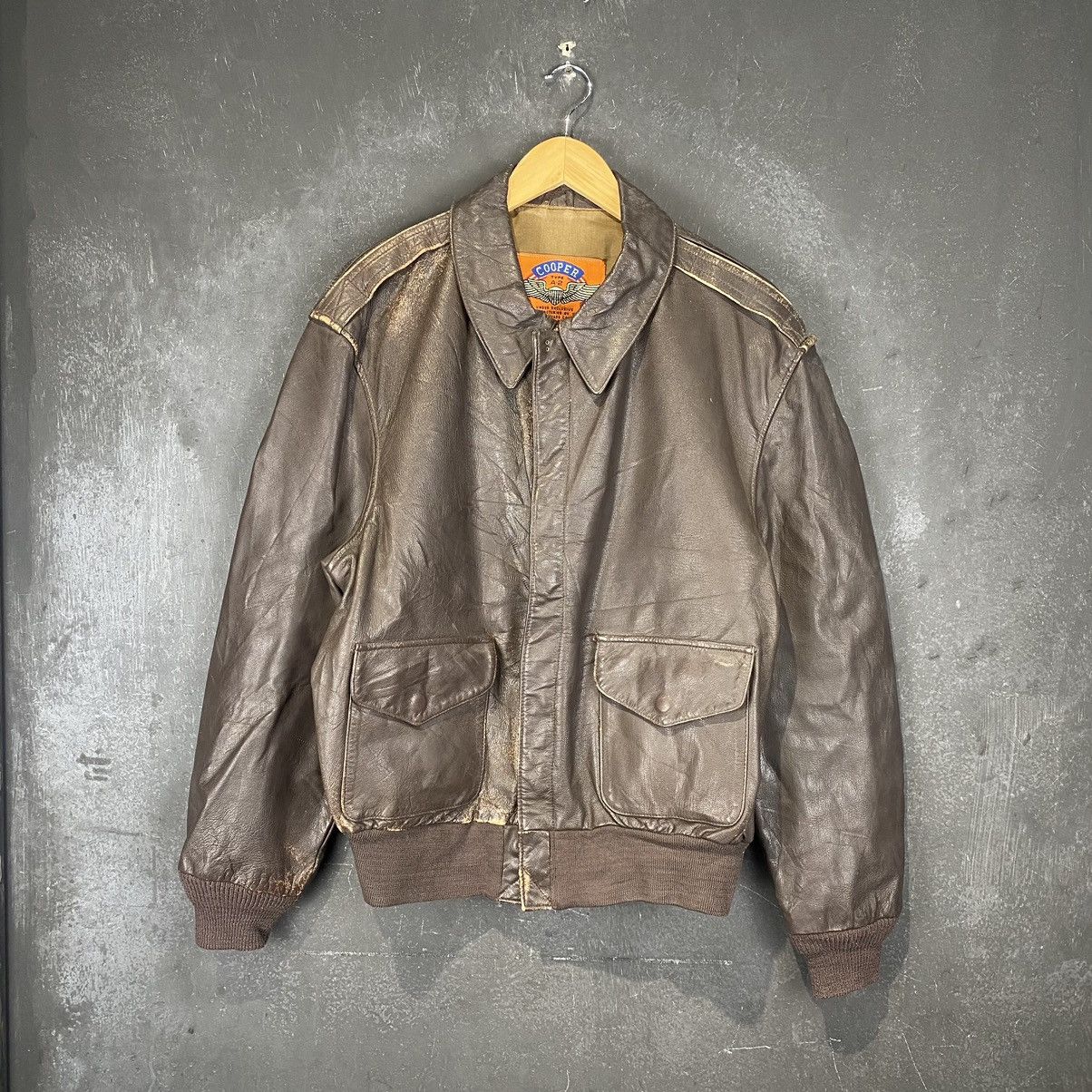Genuine Leather × Leather Jacket × Vintage Vintage 90s Cooper US Air ...