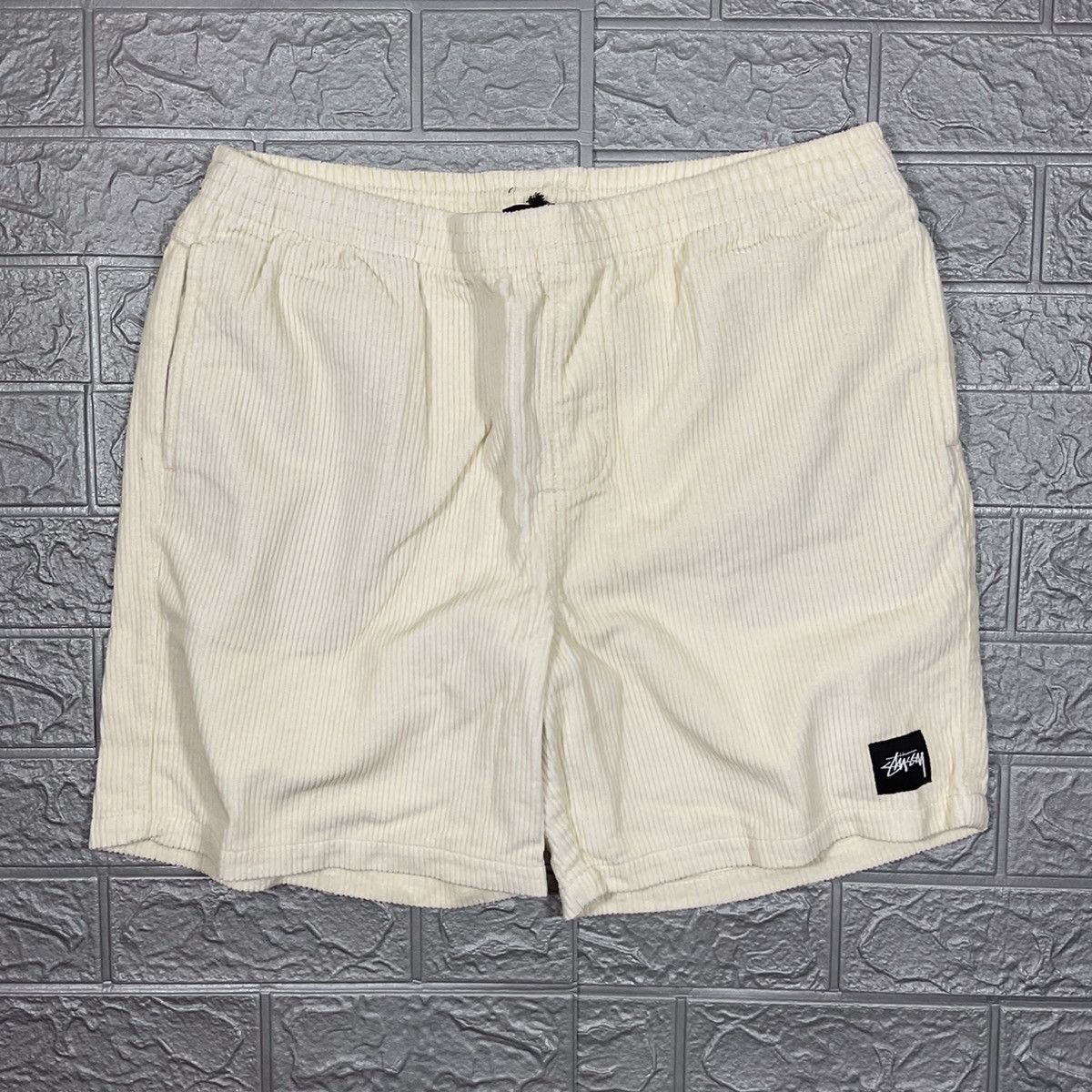 Vintage Stussy Wide Wale Cord Beach Short Off White | Grailed
