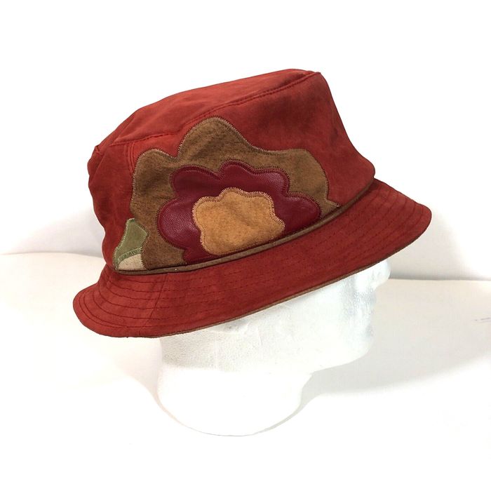 Vintage Retro Red Suede Bucket Floral Blossom Hat Red Y2K Lined | Grailed