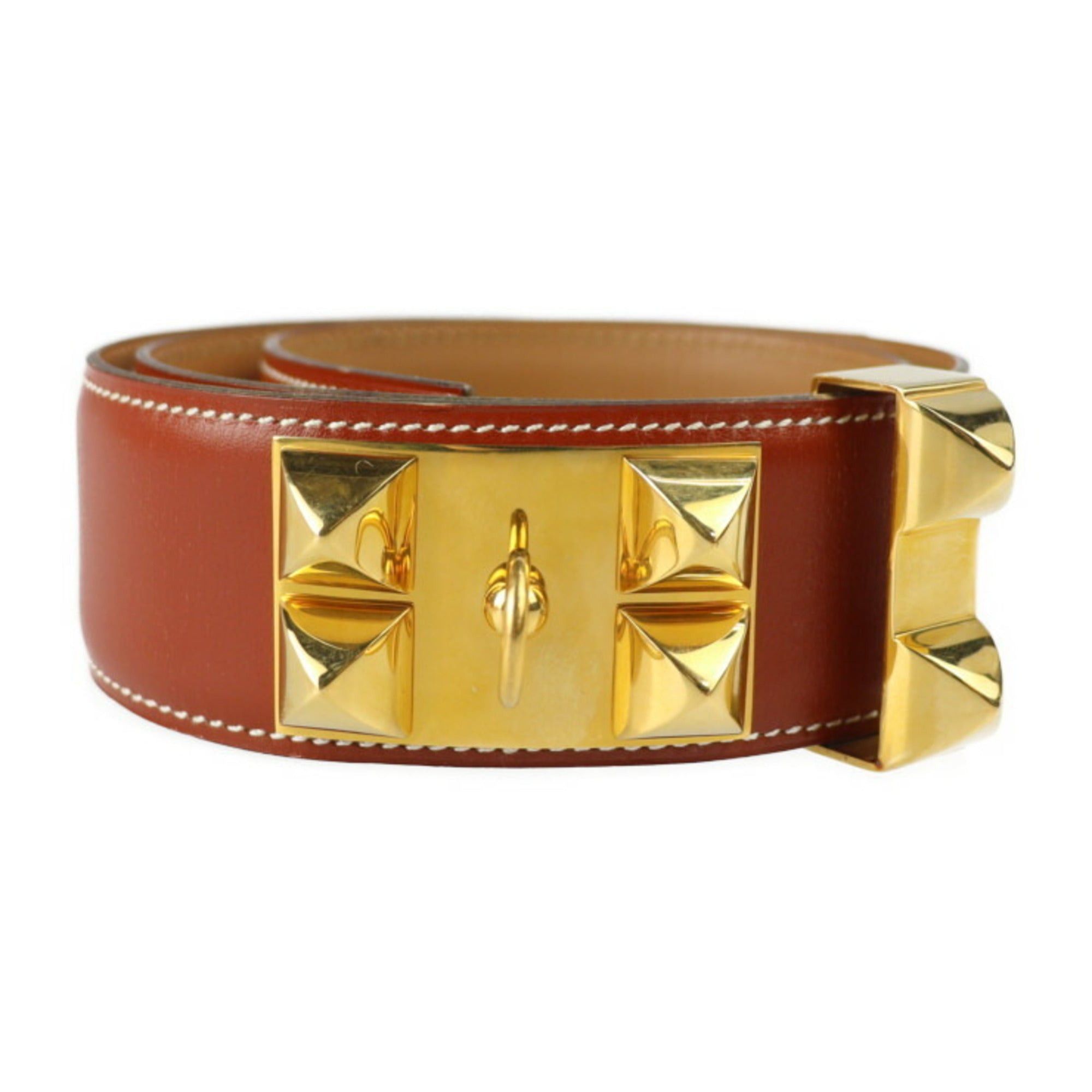 Hermes HERMES Collie de Cyan Medor belt Notation size 70 box calf brown ...