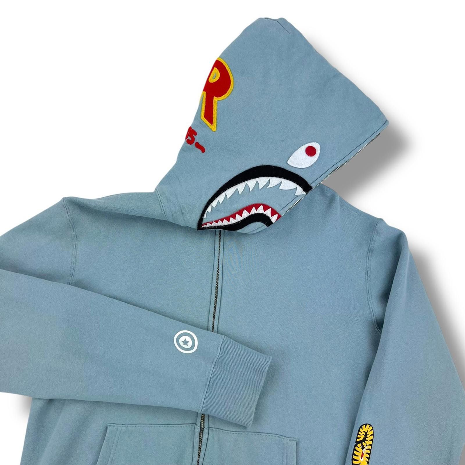 Designer Bape Light Blue shark Hoodie | Grailed