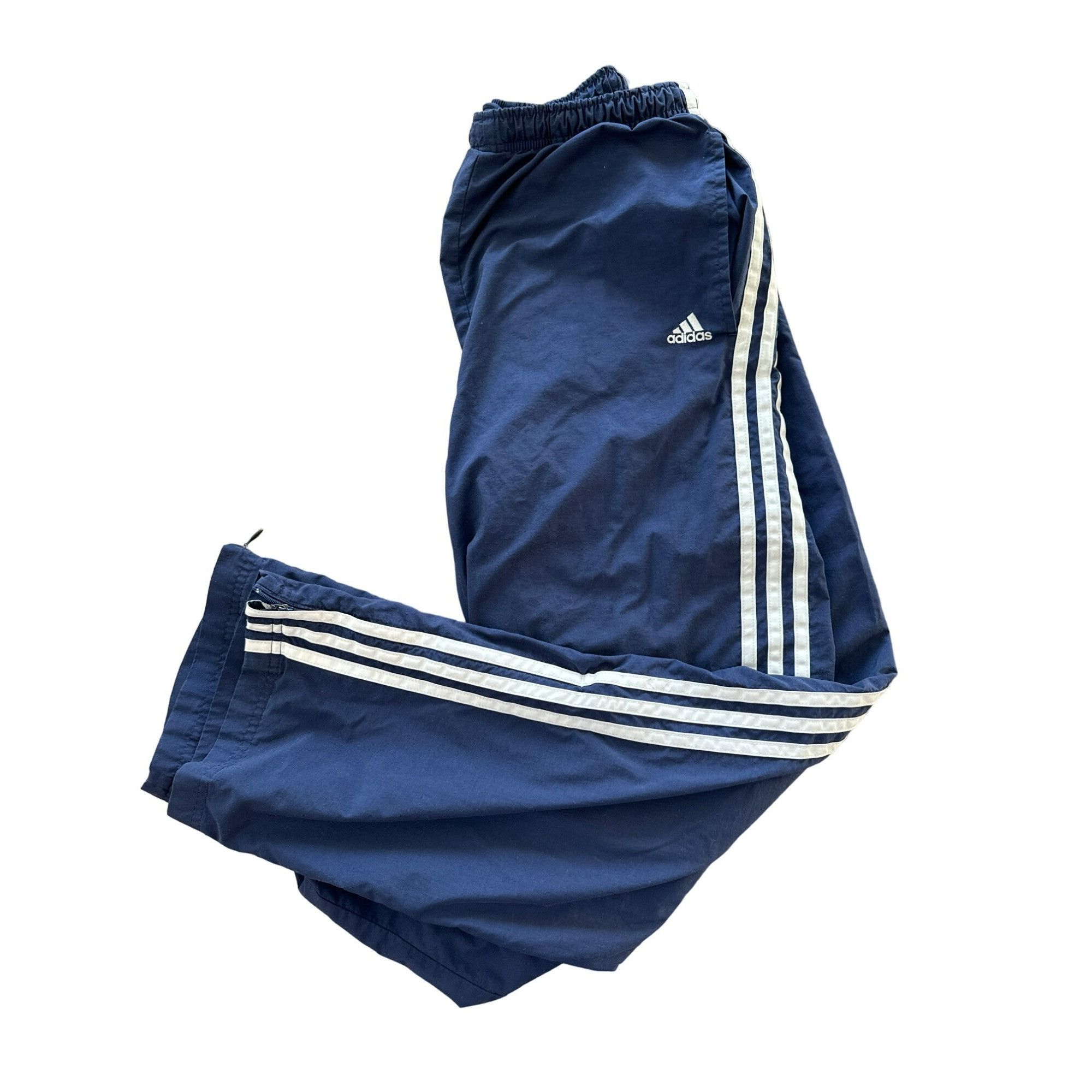 Adidas Adidas Navy Blue Track Wind Pants Small 3 Stripes Vintage y2 ...