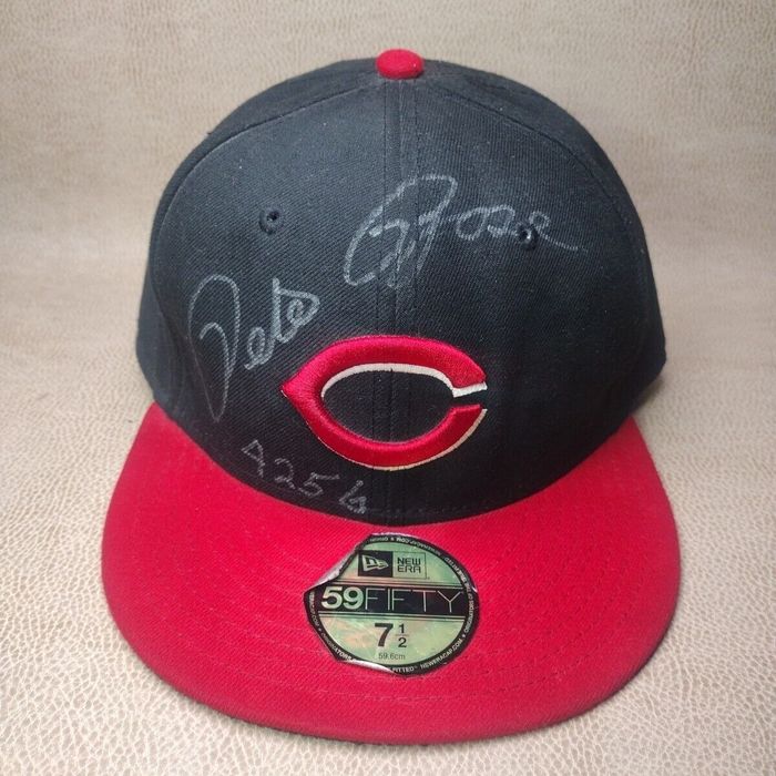 New Era Pete Rose Signed Autographed Baseball Cap Hat Cincinnati Red ...