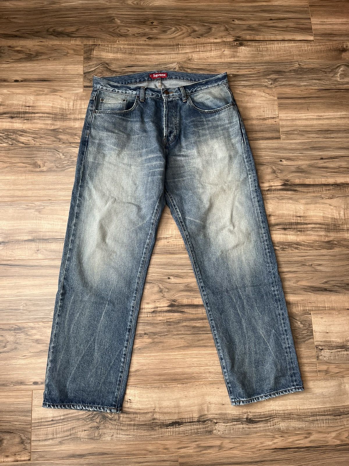 Supreme Supreme Distressed Loose Fit Selvedge Jean | Grailed