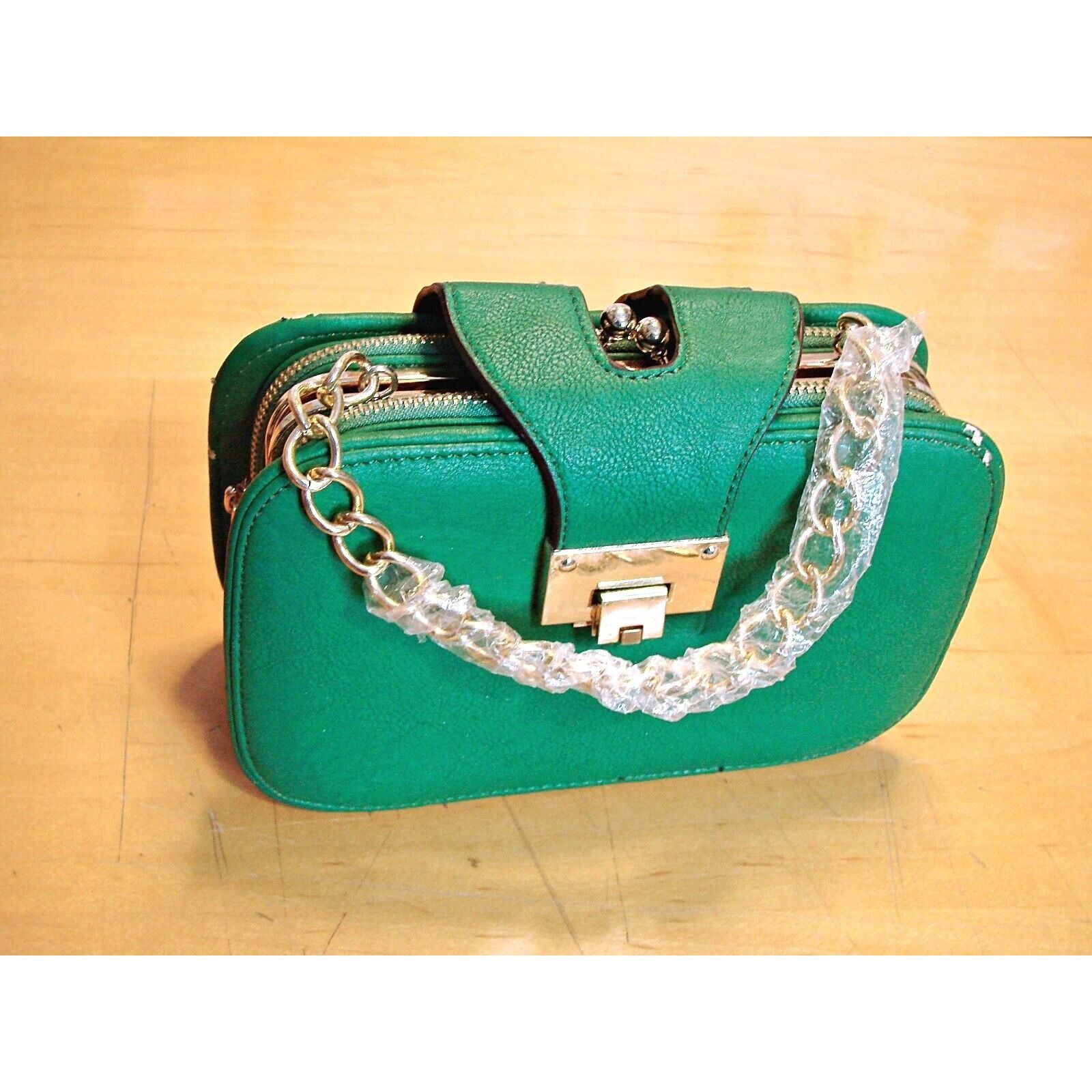Vintage Ana Luxory Green Satchel Crossbody Handbag Gold Hardwr Kiss ...