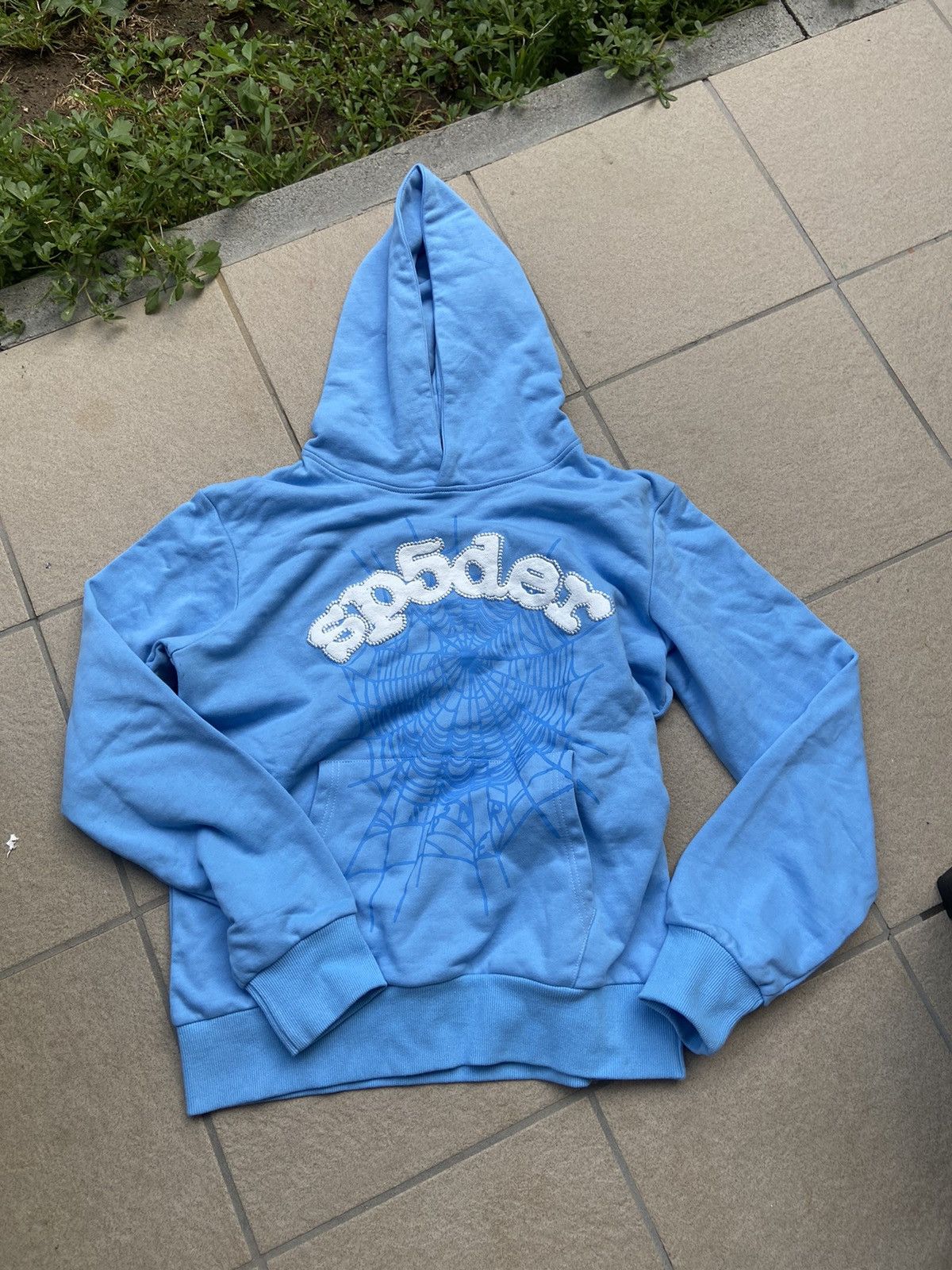 Streetwear Sp5der hoodie baby blue | Grailed