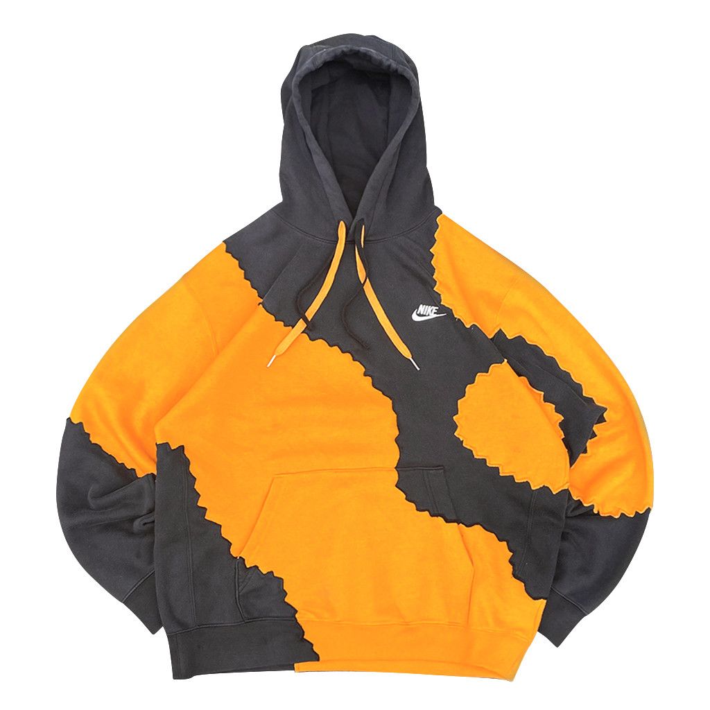 Nike × Streetwear Reworked Nike Patchwork Hoodie Black Mustard | Grailed
