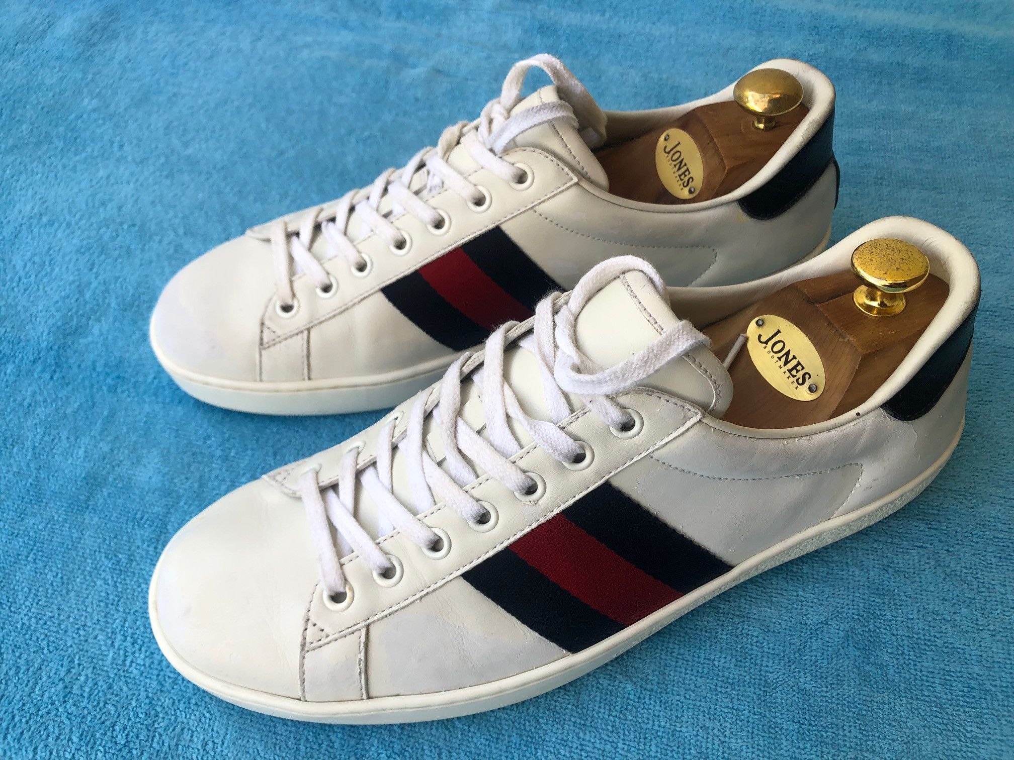 Gucci Gucci 386750 white leather mens trainers sneakers | Grailed