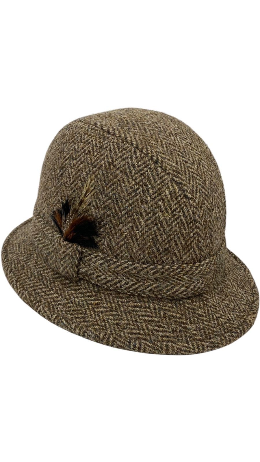 Harris Tweed Vintage Harris Tweed Wool Herringbone Hunter Feathers Hat ...