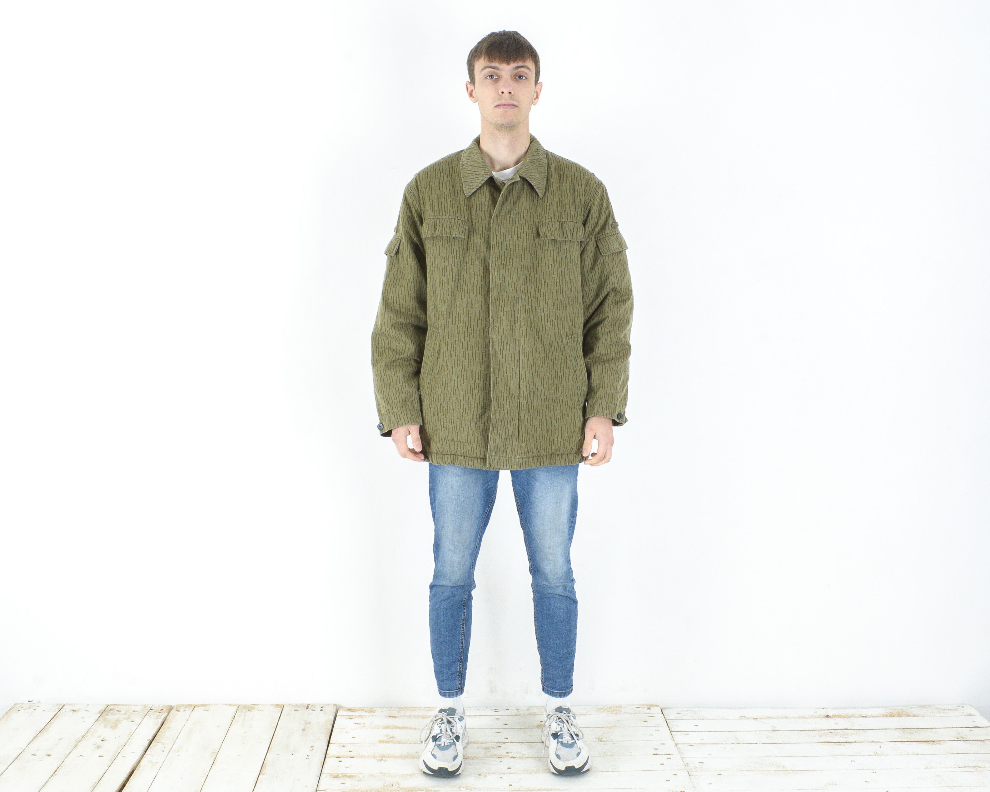 Vintage DDR East Germany Army 70s Jacket M Strichtarn insulated coat ...