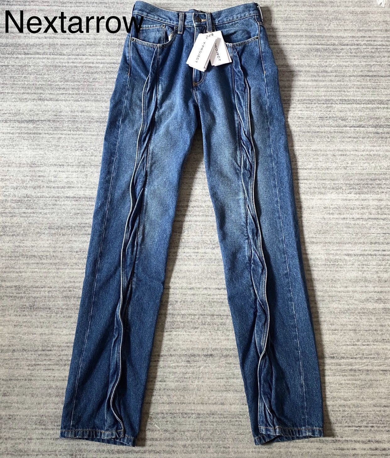 Y/Project Y/project stacked 3D washed twisted spiral denim denim pants ...