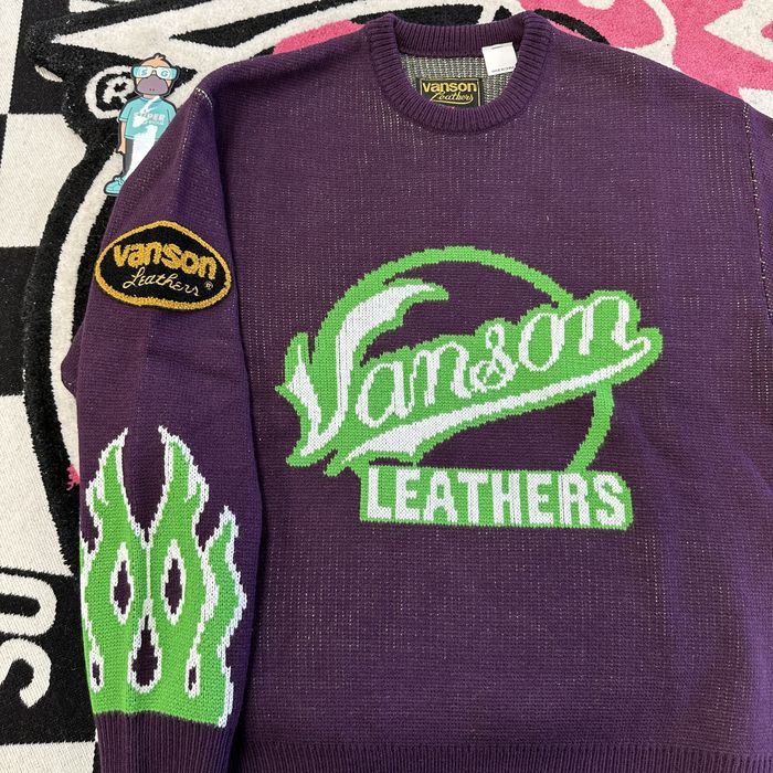 Supreme Supreme Vanson Leathers Sweater Purple | Grailed