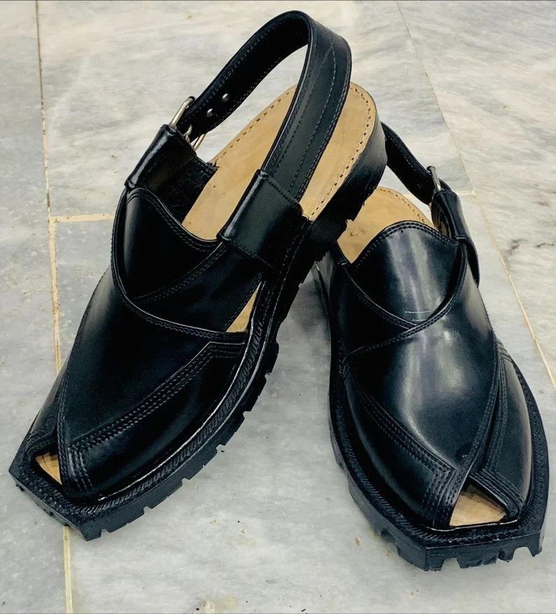 Vintage Traditional Black Peshawari Chappal, Footwear | Grailed