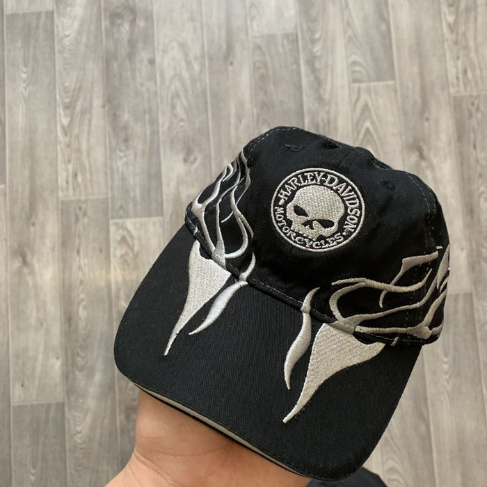 Skulls Y2K Vintage 90s Harley Davidson USA Skulls H-D Flame Rap Cap ...