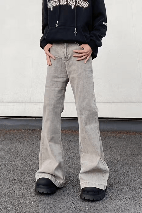 Streetwear Gray washed flared jeans | Grailed