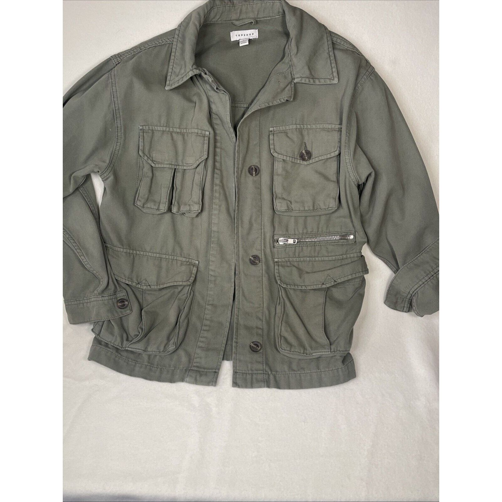 Topshop Topshop Utility Jacket Military Army Green Women's XS | Grailed