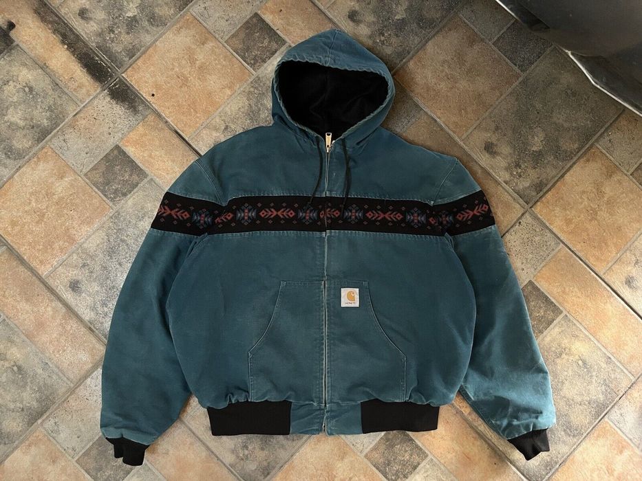Carhartt Vintage Carhartt Aztec Canvas Hooded Work Jacket | Grailed