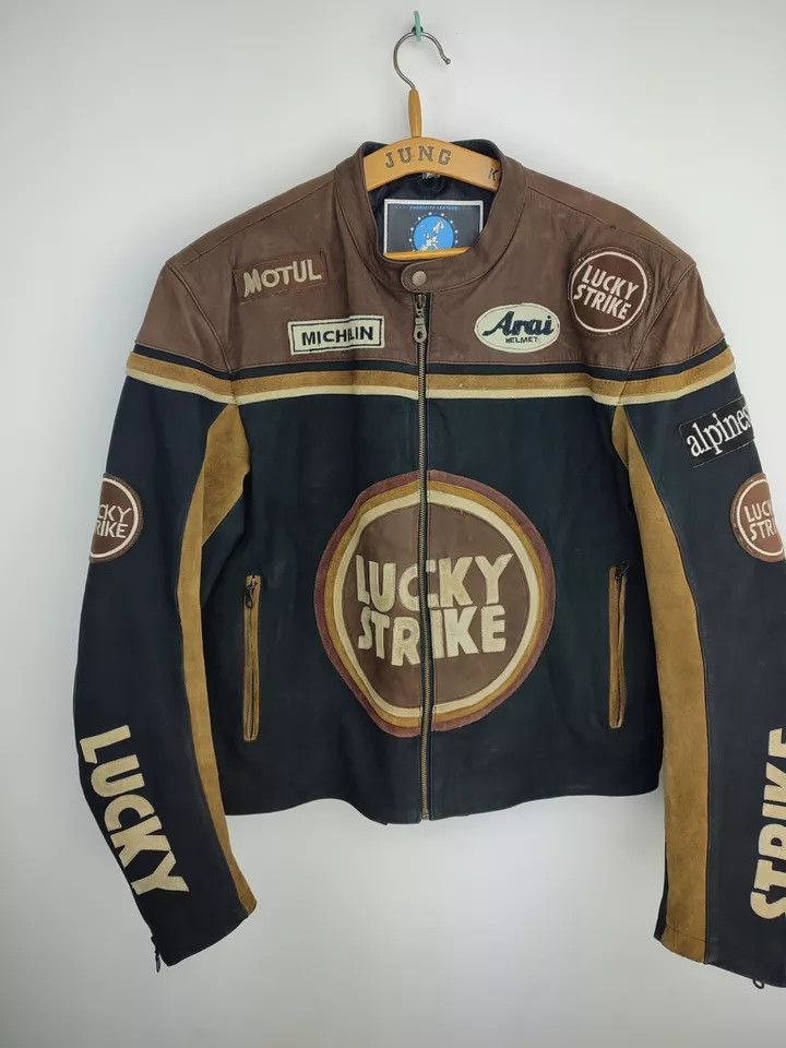 Vintage Vintage SUPER RARE 80s RACING JACKET Lucky Strike Leather | Grailed