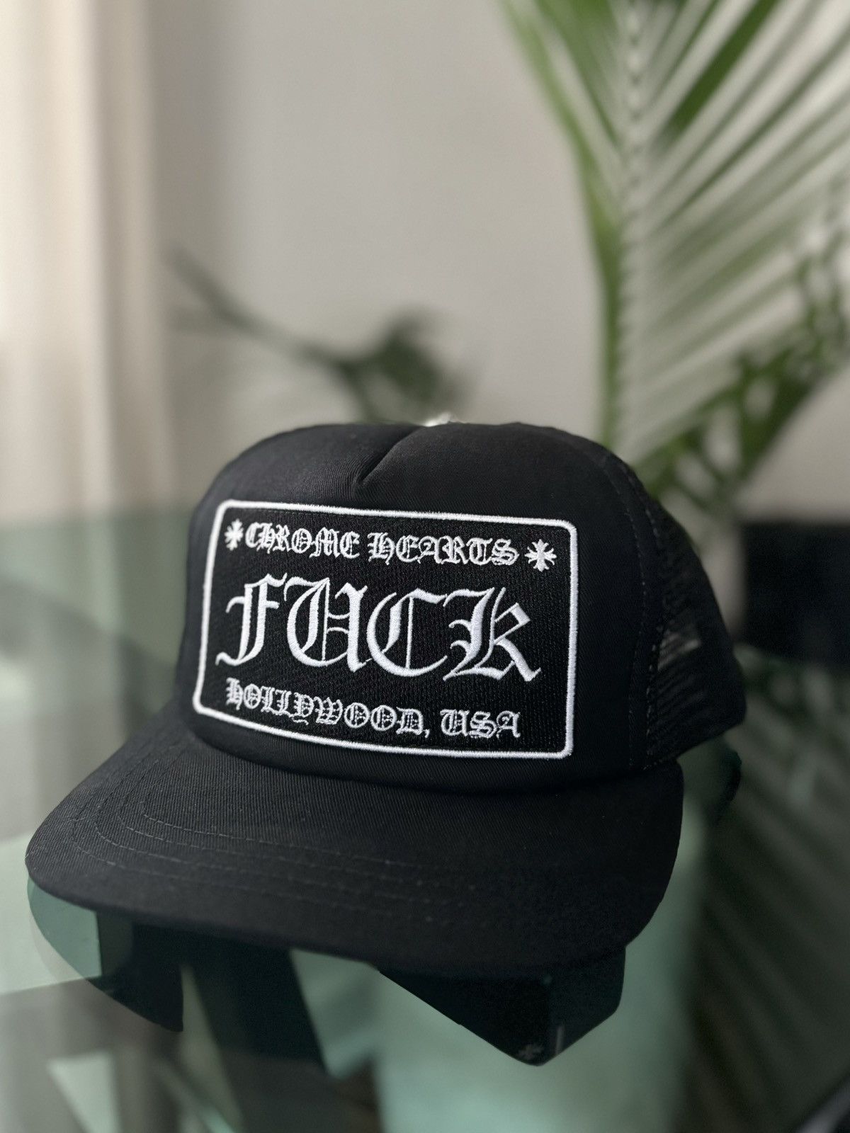 Chrome Hearts FUCK HOLLYWOOD BLACK SNAPBACK TRUCKER | Grailed