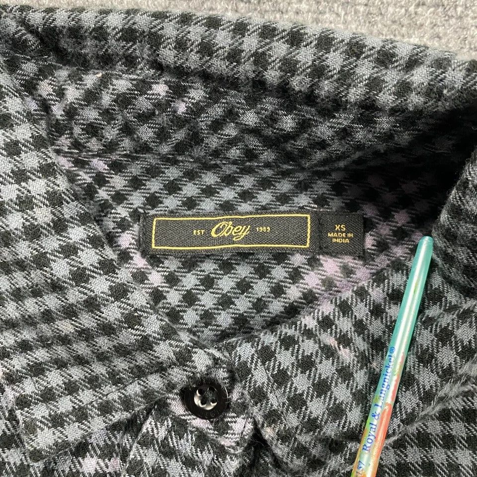 Obey Obey Flannel Shirt Women's XS Gingham Tie Dye Top Button Up | Grailed