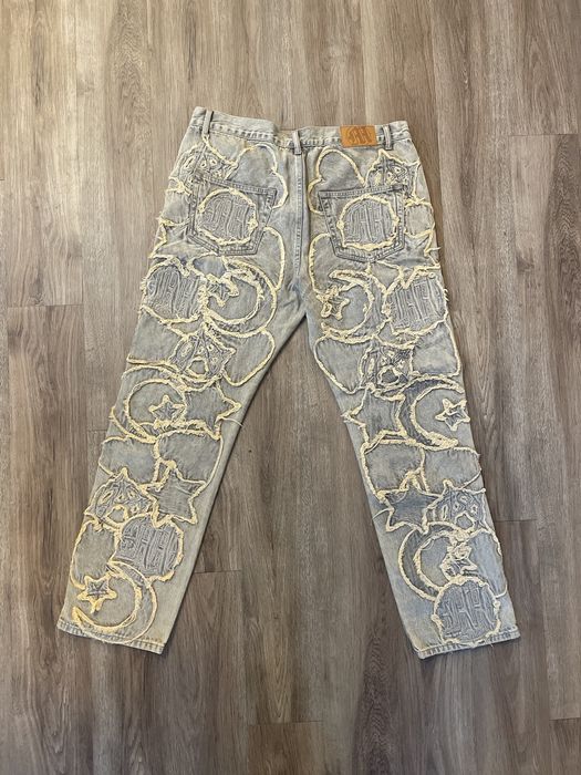 Menace Iconography Denim Patch Work Pants | Grailed