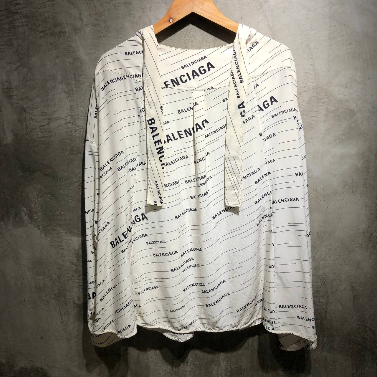 Balenciaga Balenciaga Runway Logo Print silk crepe button down shirt ...