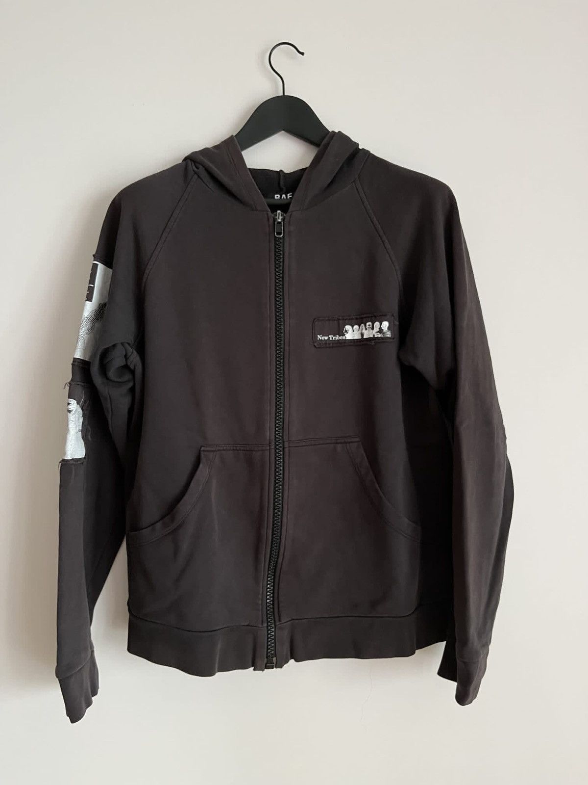 Raf by Raf Simons Raf by Raf Simons, “New Tribes” Zip-up Raglan Hoodie ...