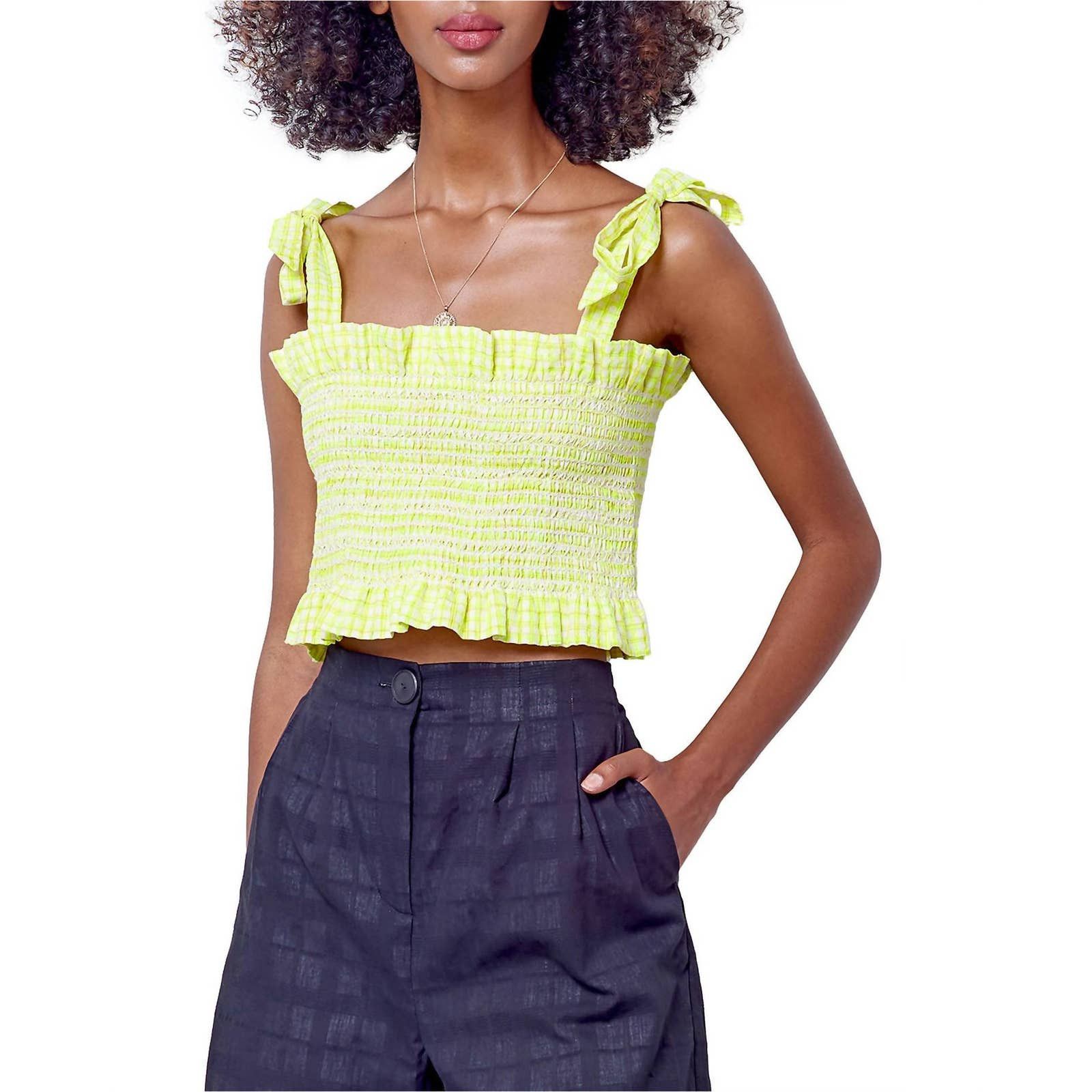 Corey Lynn Calter Olive Crop Top In Neon Yellow | Grailed