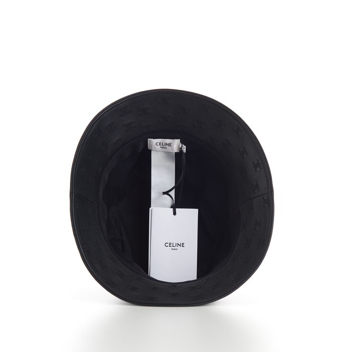 Celine Black Leather Bucket Hat - Mini Triomphe Embroidery | Grailed