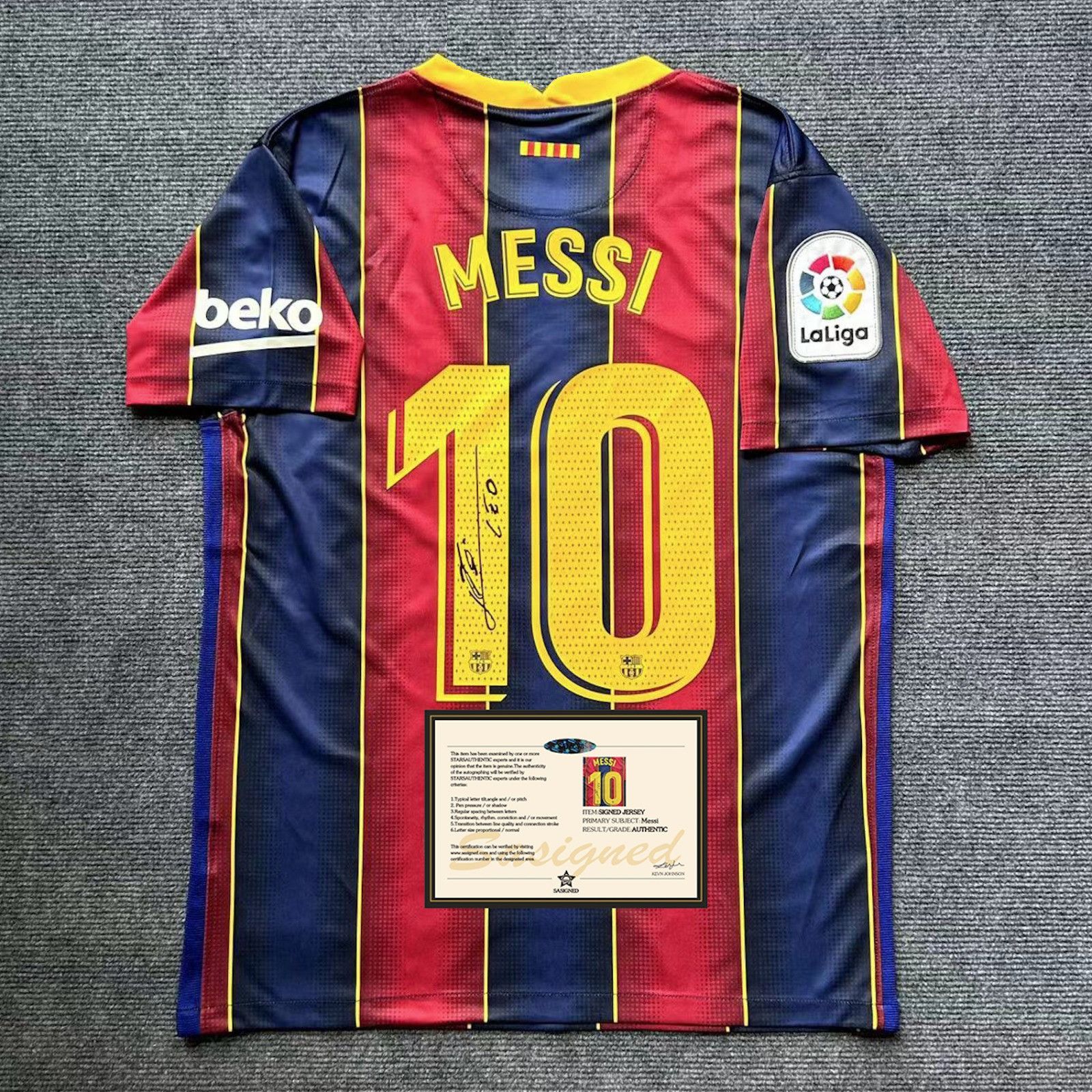 Handmade Lionel Messi SIGNED Barcelona 20/21 signature Jersey + COA ...