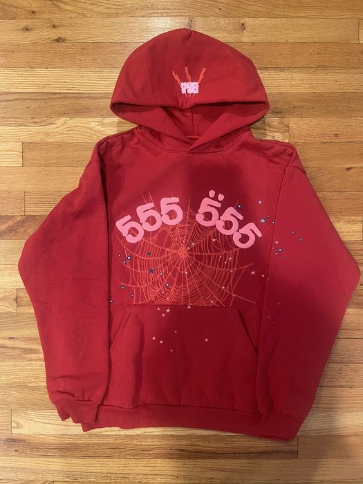 Spider Worldwide Sp5der Worldwide Red Angel Number 555 Hoodie | Grailed