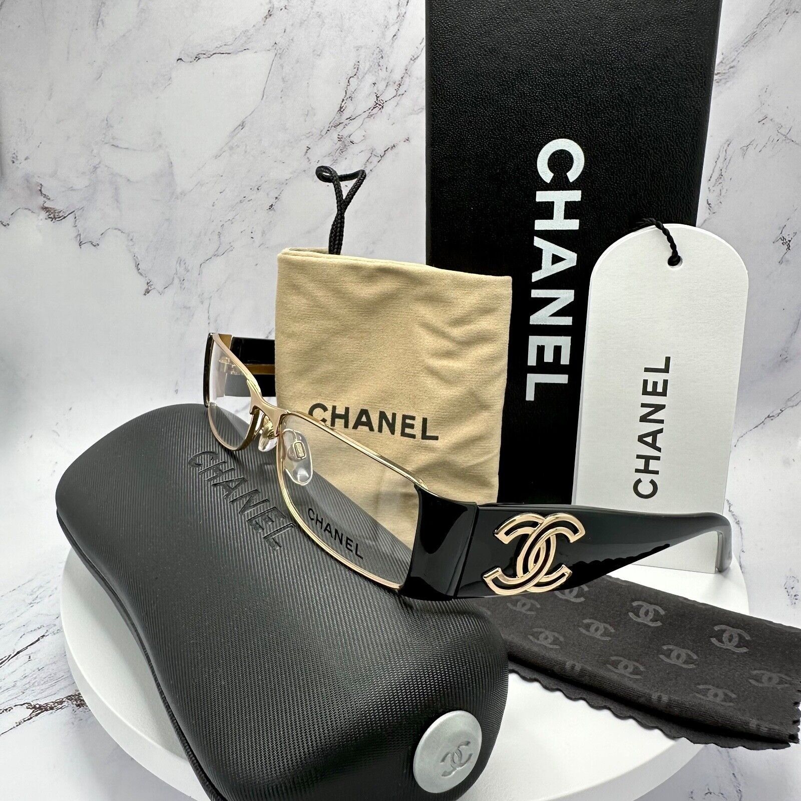 Chanel Chanel Glasses Frames Black Gold CC | Grailed