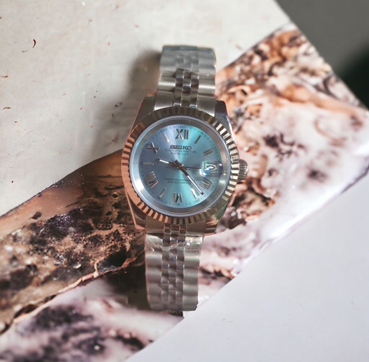 Seiko Seiko Datejust Ice Blue Roman Dial Steel Jubilee 39mm Watch | Grailed