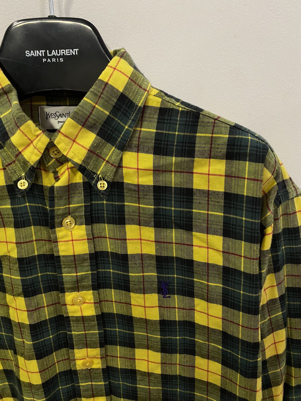 Vintage Plaid YSL Shirt Soft Logo Flannel Shirt Cotton | Grailed