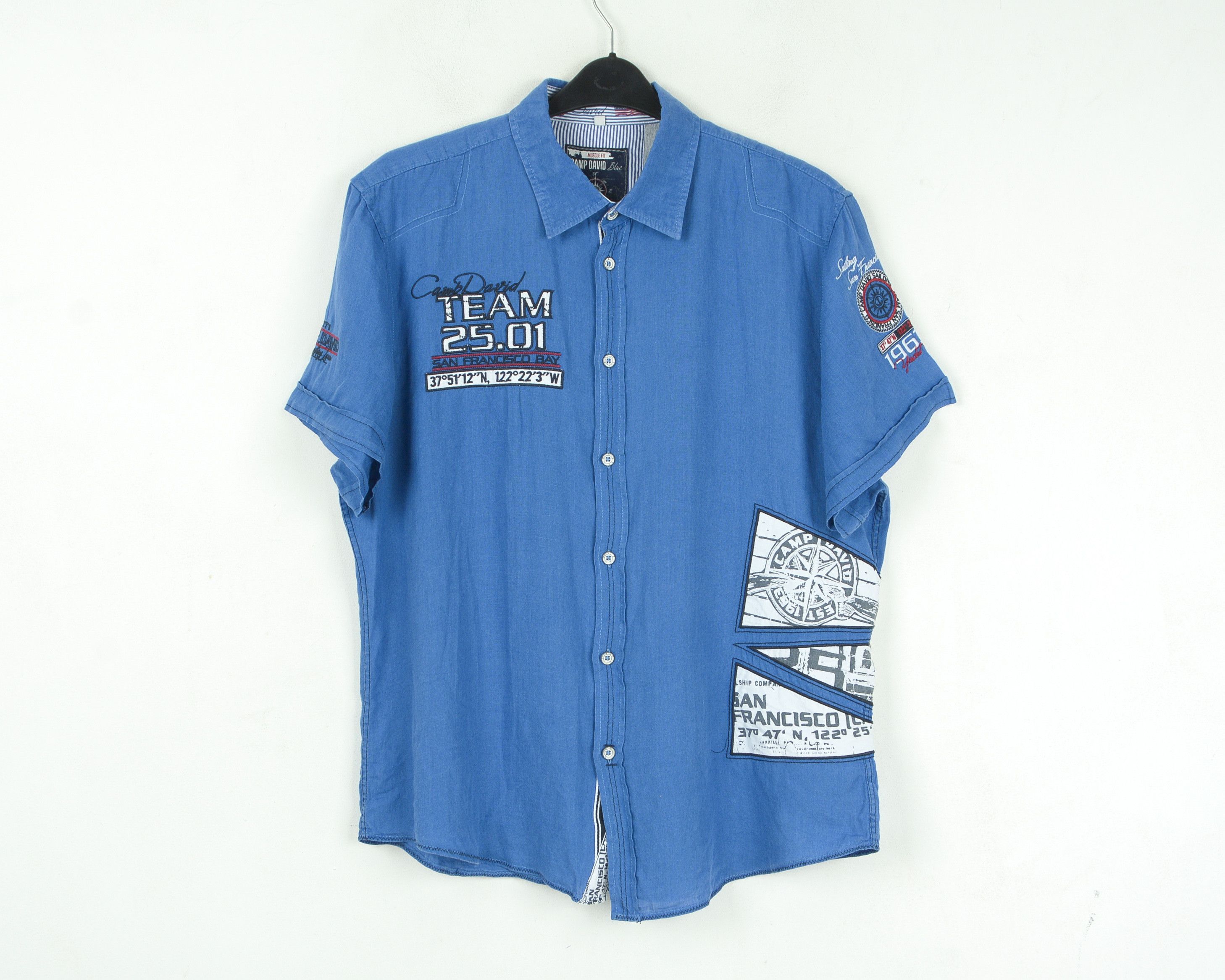Camp David CAMP DAVID Muscle Fit Casual Shirt Linen Formal Embroidery ...