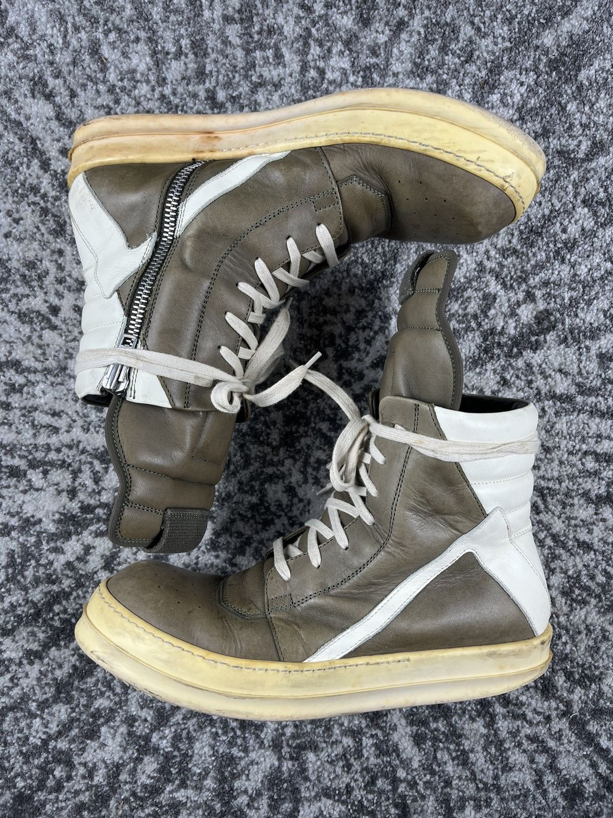 Rick Owens SS16 Rick Owens Cyclops Palm Green Leather Geobaskets | Grailed