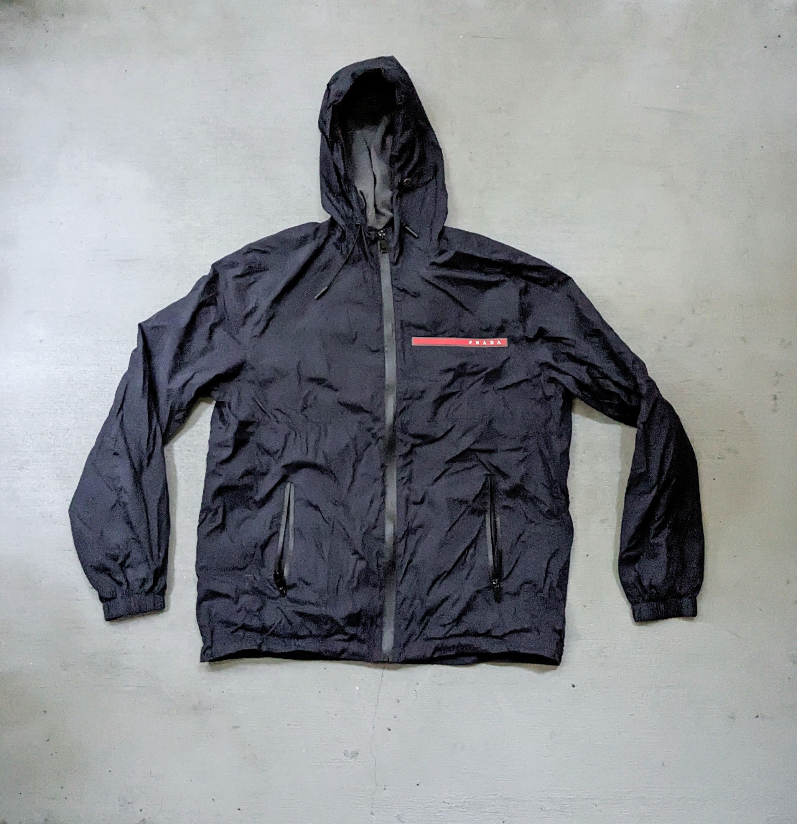 Prada Prada Nylon Jacket Hoody Navy Blue 50 Zip Up Linea Rossa | Grailed