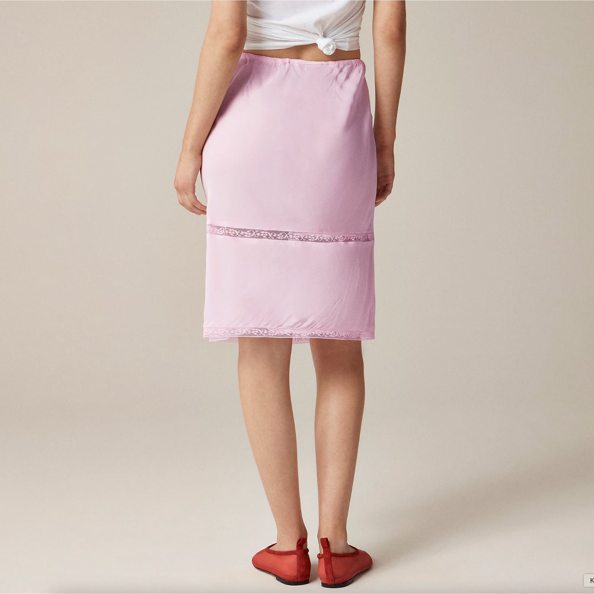 J.Crew Rouje X J.Crew Poème Porcelain Pink Lace Insert Skirt $128 E ...