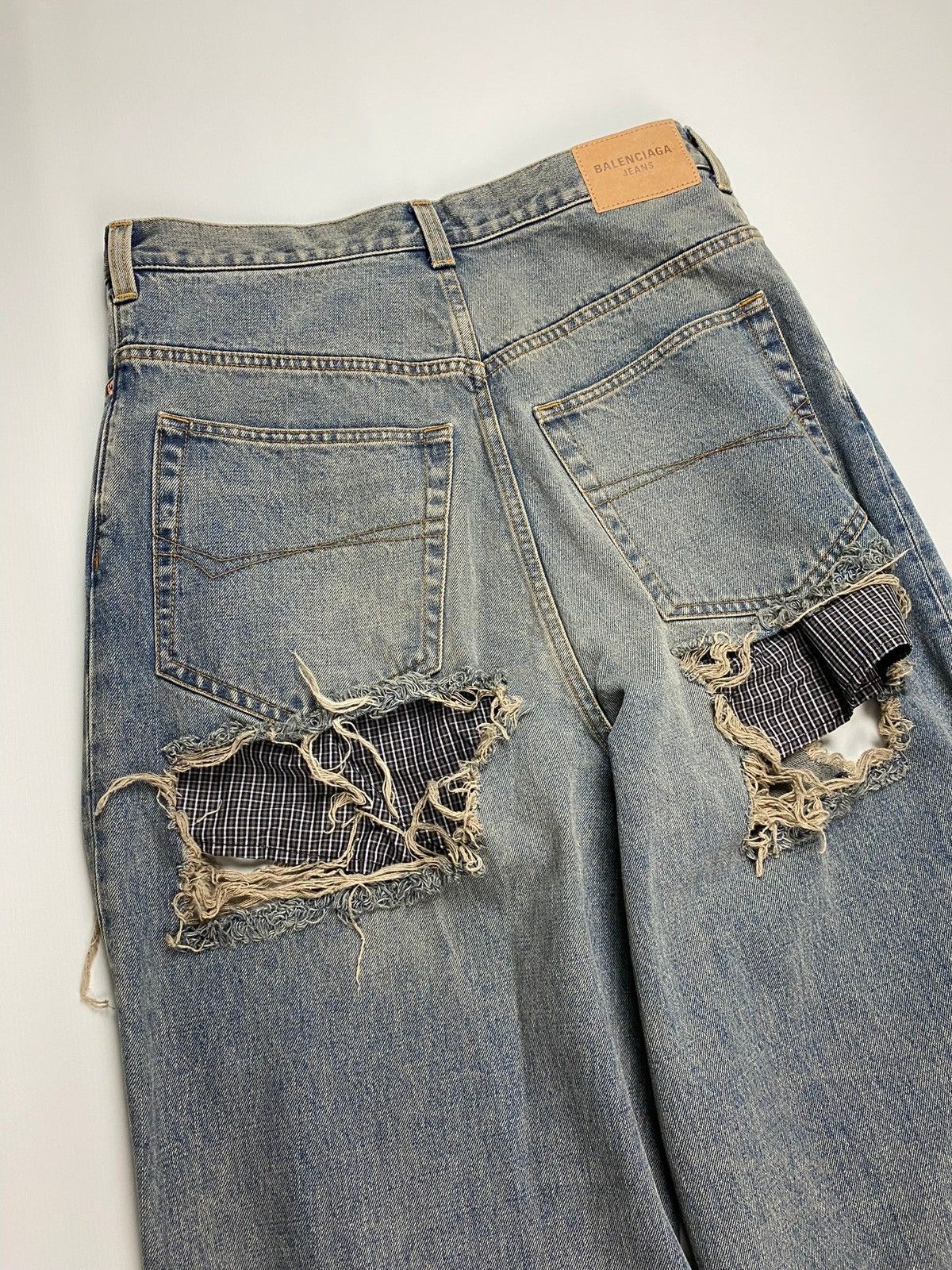 Balenciaga BALENCIAGA AW21 DESTROYED SHREDDED TORN BOXERS JEANS IN BLUE ...