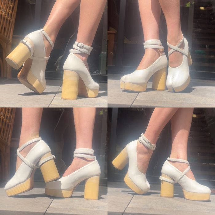 Maison Margiela Maison Margiela Tabi Strap Platform Heel Pump White ...