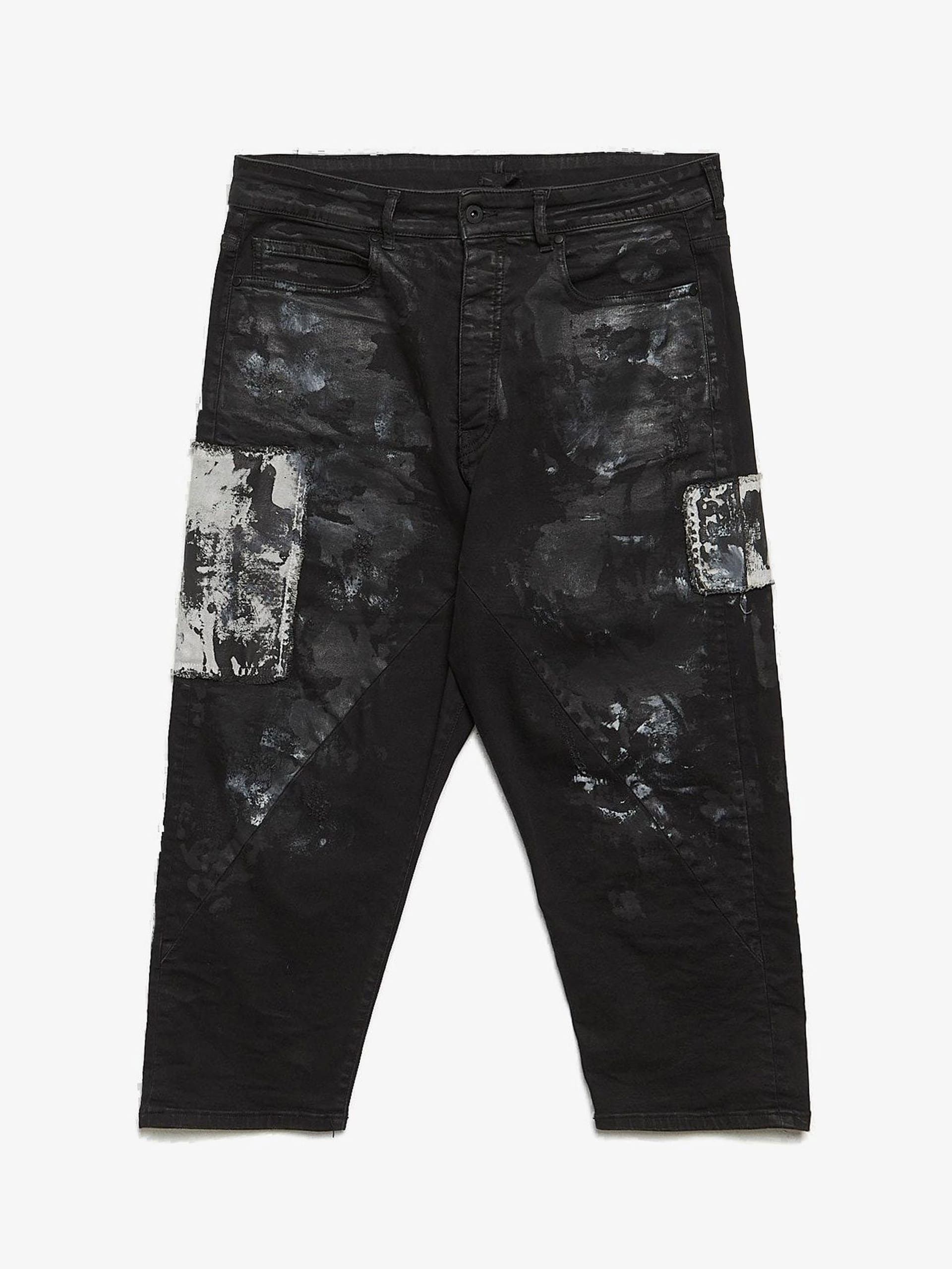 Md75 Black Waxed Painted and Patched Cotton Pants | Grailed