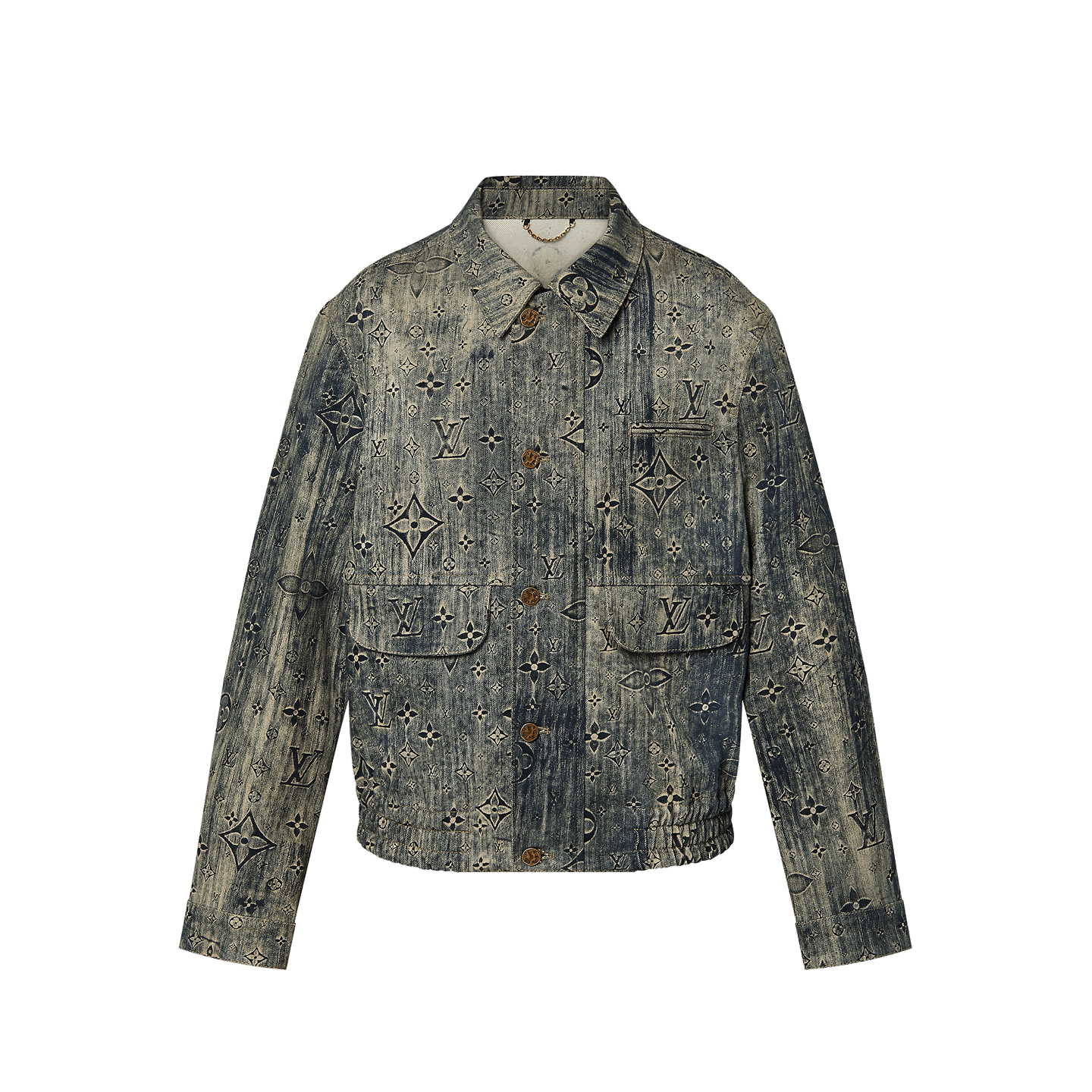 Louis Vuitton LOUIS VUITTON JACKET LEATHER MONOGRAM VARSITY DENIM ...