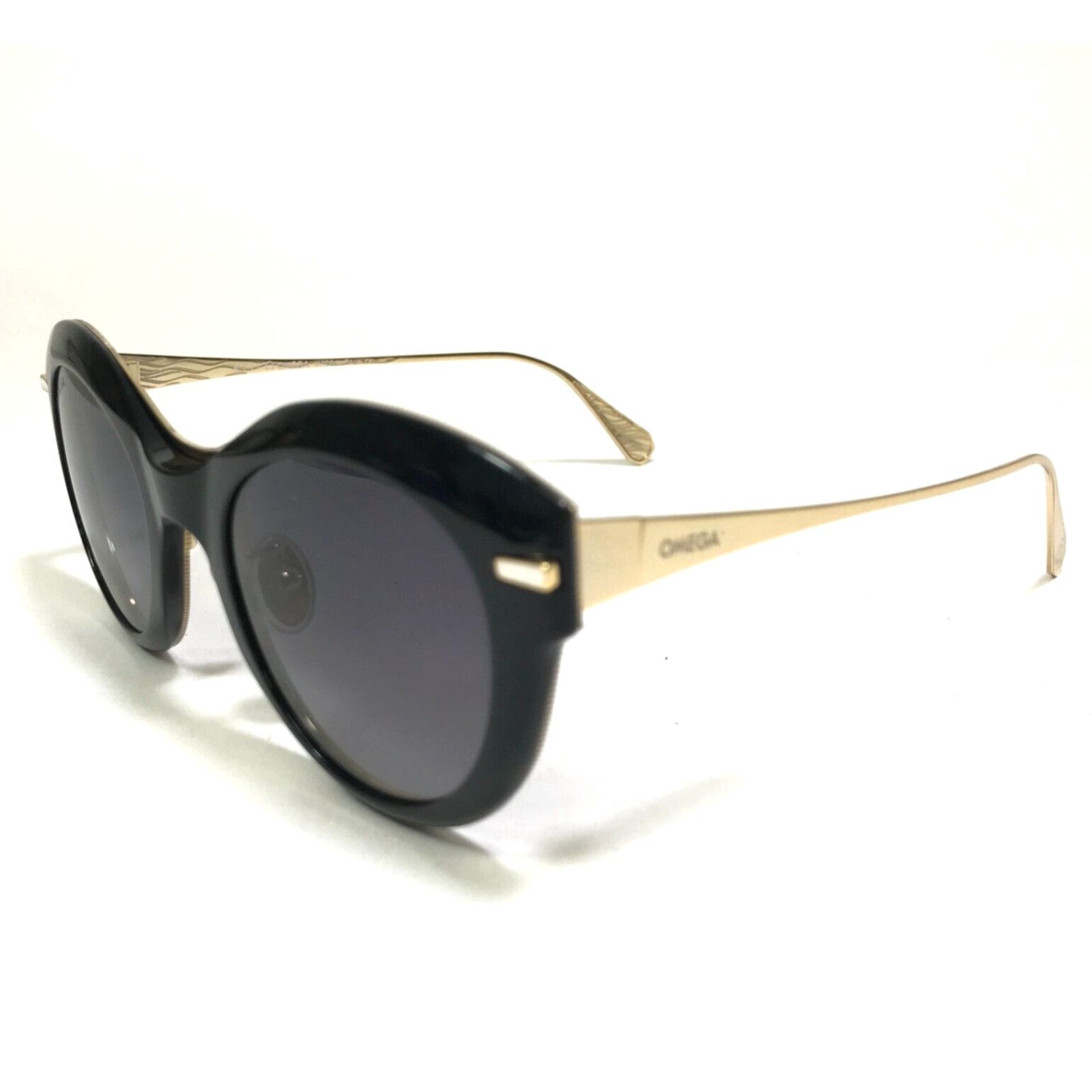 Omega Omega Sunglasses OM0023-H 01A Black Gold Round Frames with Purple ...