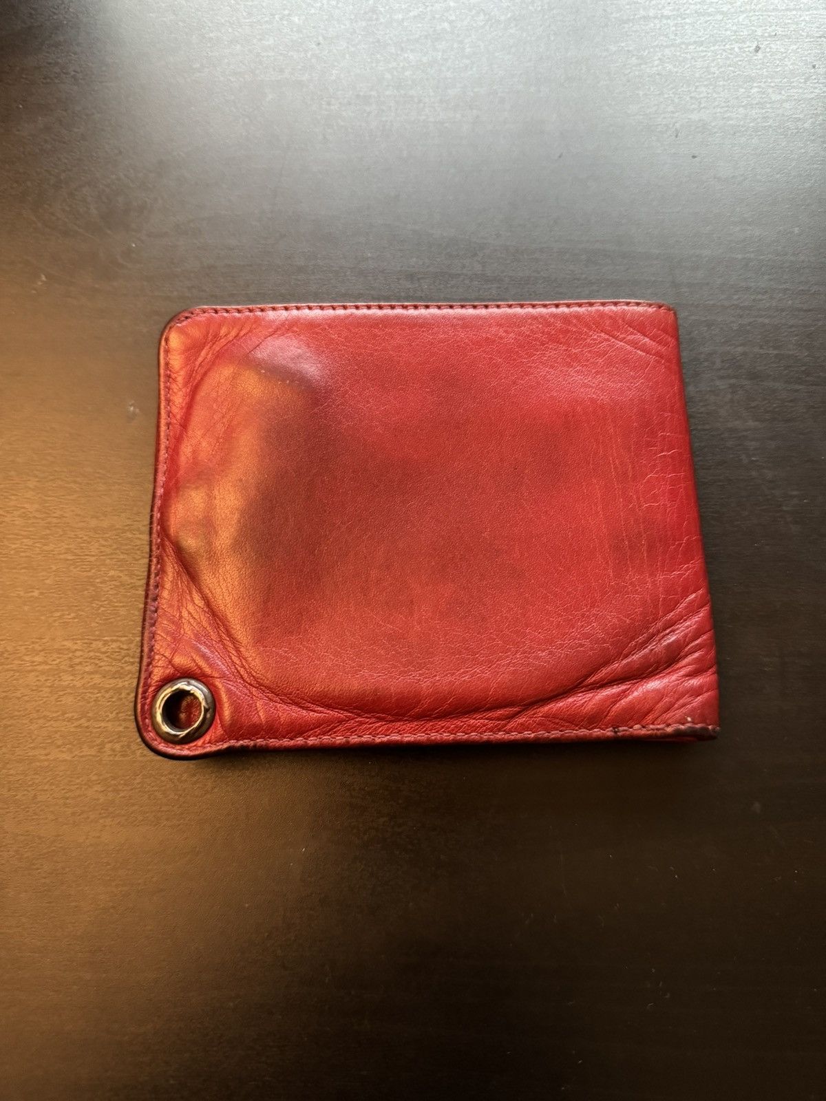 Chrome Hearts Chrome Hearts Blood Red Leather 1 Snap Bifold Wallet ...