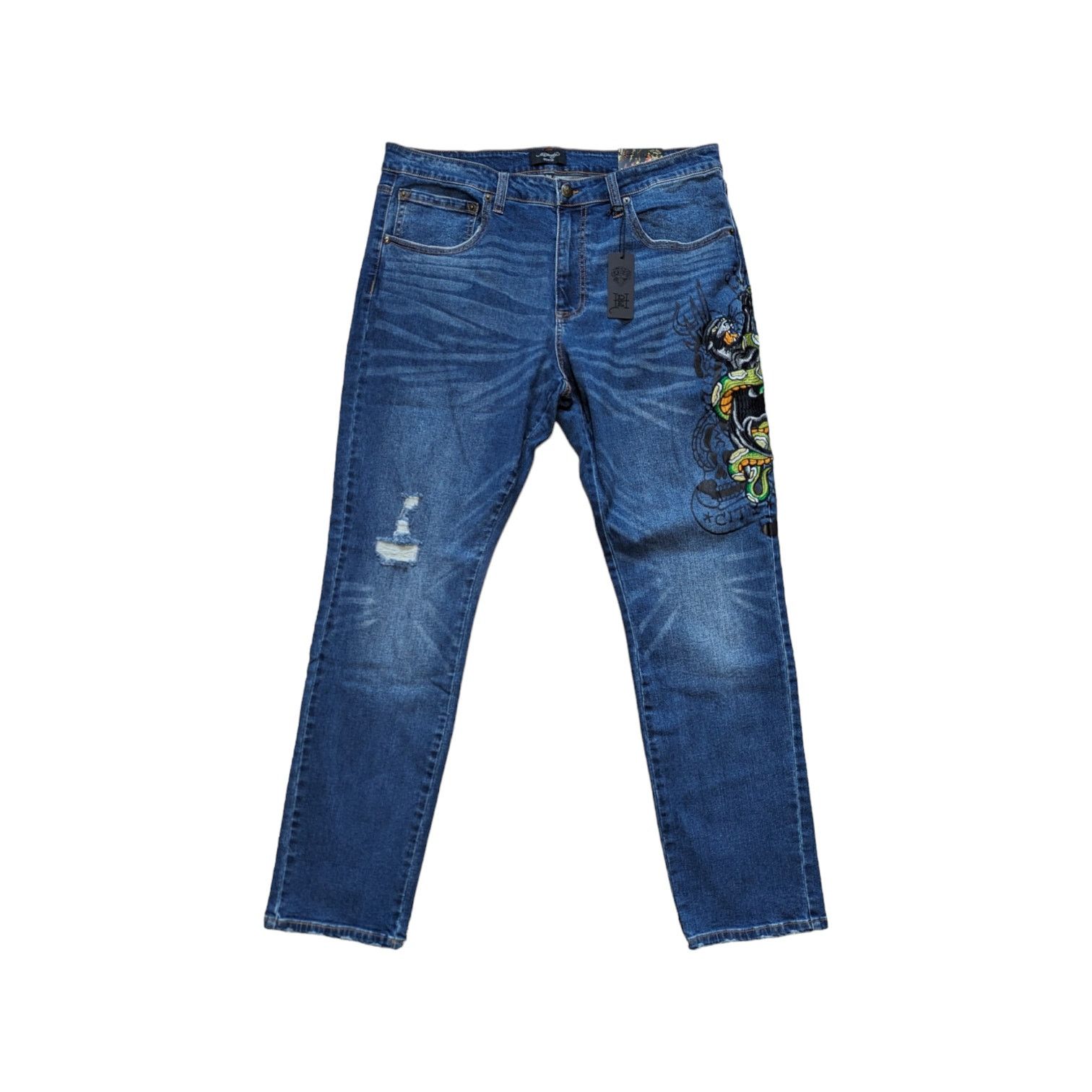 Ed Hardy Ed Hardy Panther Snake Slim Taper Jeans Womens 38 Y2K Denim ...