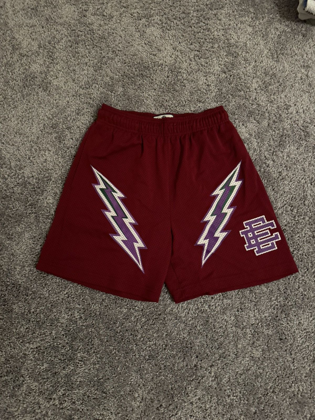 Eric Emanuel × Streetwear Eric Emanuel Burgundy Lightning Bolt short ...
