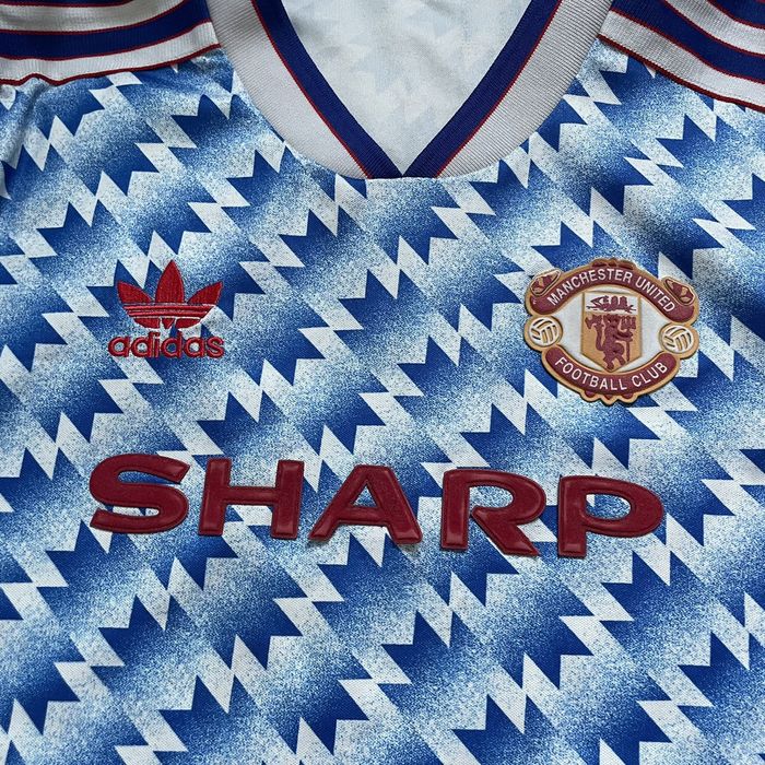 Vintage 90s jersey Adidas Manchester United Sharp 80s away shirt tee ...