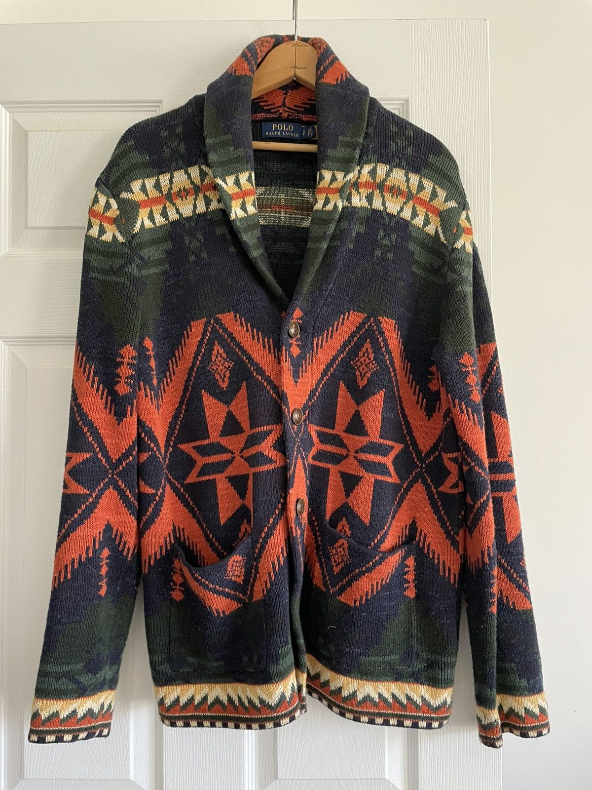 Polo Ralph Lauren Vintage Polo Ralph Lauren Aztec Cardigan Pattern Knit Shawl | Grailed